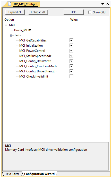 CMSIS-Driver Validation: Configuration